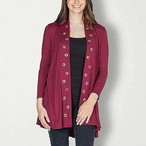 Click here for Womens 24/7 Comfort Apparel Mid-Thigh Open-Front C... prices