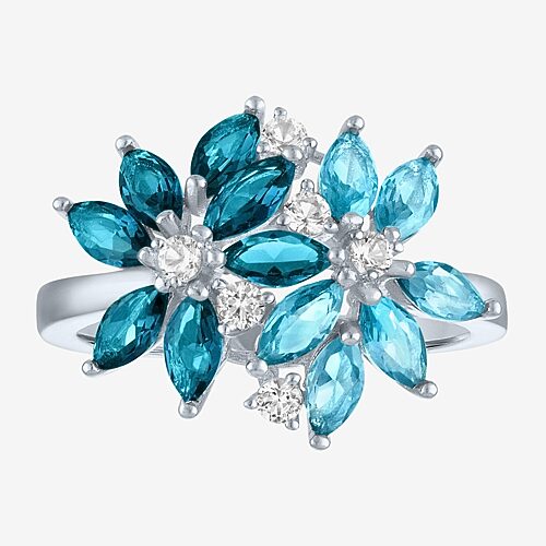 Click here for Womens Gemstone Sterling Silver Flower Cluster Coc... prices