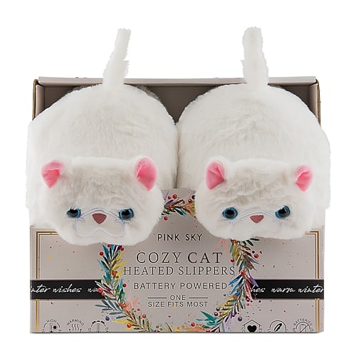 Click here for Pink Sky Warming Slipper Kitty  One Size  White prices