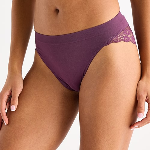 Click here for Ambrielle Seamless Lace High Cut Panty  Small  Pur... prices