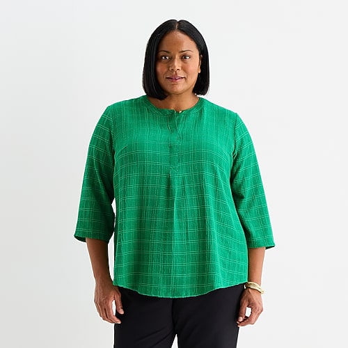 Click here for Liz Claiborne Plus Womens Split Crew Neck 3/4 Slee... prices