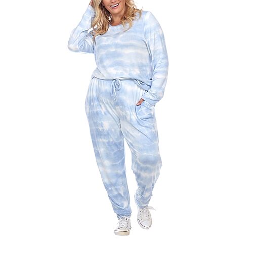 Click here for Plus Size White Mark Two Piece Pants Set prices