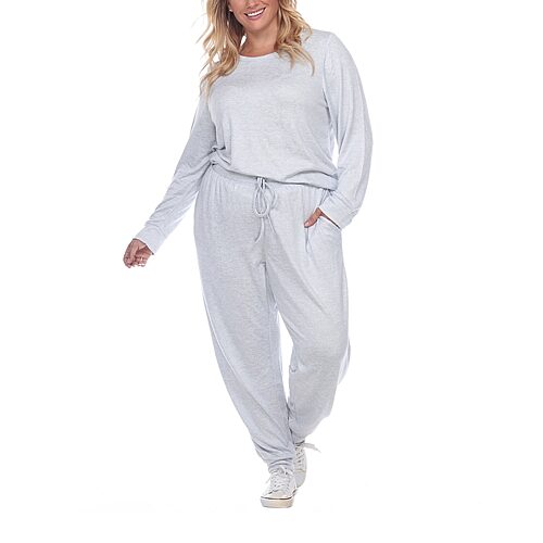 Click here for Plus Size White Mark Two Piece Pants Set prices