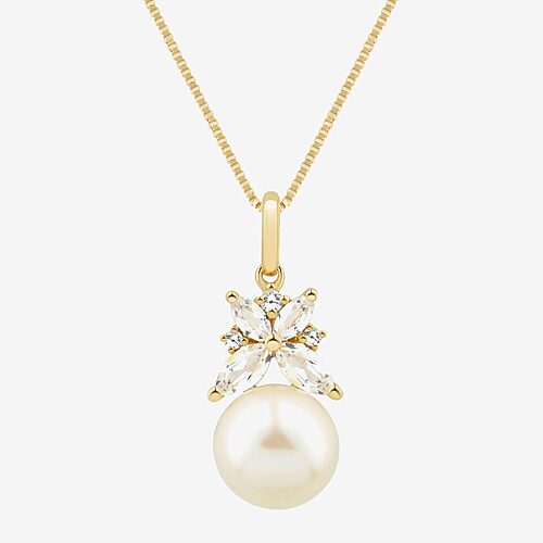 Click here for Womens White Cultured Freshwater Pearl 14K Gold Ov... prices