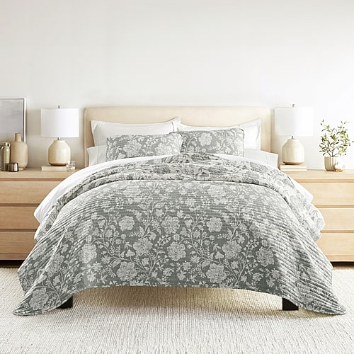 Click here for ienjoy Home Textured Floral Reversible 3-Pc. Quilt... prices
