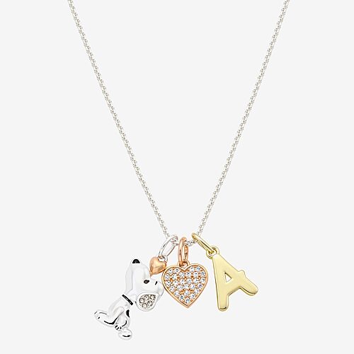 Click here for Disney Peanuts Cubic Zirconia Snoopy Heart Initial... prices
