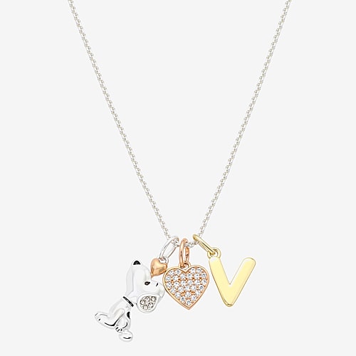 Click here for Disney Peanuts Cubic Zirconia Snoopy Heart Initial... prices