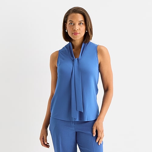 Click here for Black Label by Evan-Picone Womens Split Tie Neck S... prices