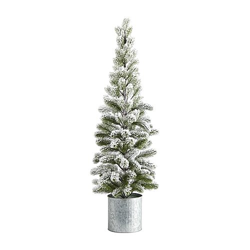 Click here for Nearly Natural 3 Foot Flocked Pine In Tin Planter... prices