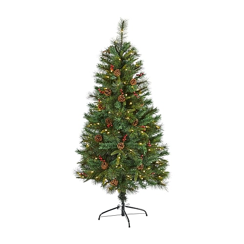 Click here for Nearly Natural 5 Foot Pine With Pine Cones And Ber... prices