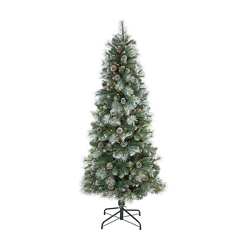 Click here for Nearly Natural 6 Foot Frosted Pine With Pine Cones... prices