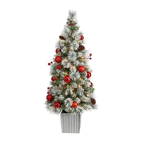 Click here for Nearly Natural 4 Foot Winter Flocked Pine In Decor... prices
