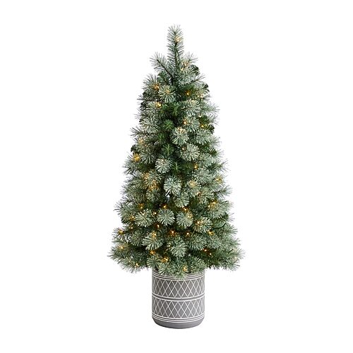 Click here for Nearly Natural 4 1/2 Foot Flocked Pine In Planter... prices