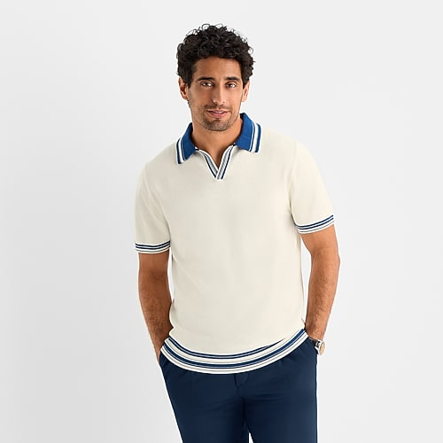 Click here for Stafford Johnny Collar Mens Short Sleeve Polo Swea... prices
