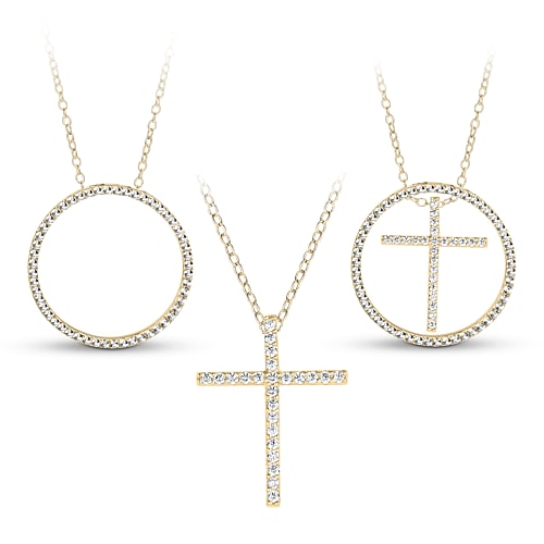 Click here for 18K Gold over Silver 3-in-1 Cubic Zirconia Circle... prices