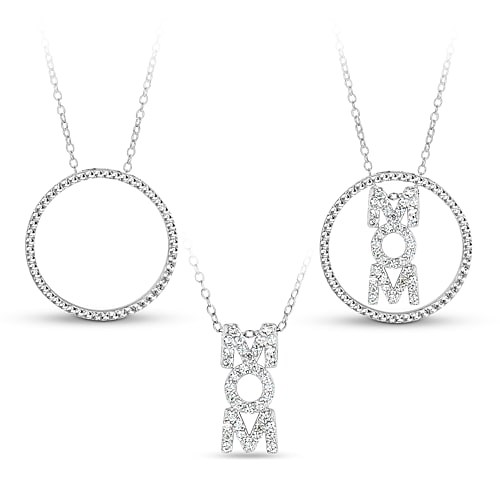 Click here for Sterling Silver 3-in-1 Cubic Zirconia Circle Mom N... prices
