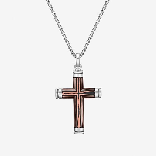 Click here for Mens Stainless Steel Cross 24 Inch Pendant Necklac... prices