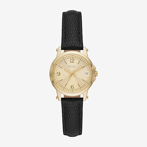 Click here for Womens RELIC by Fossil Gold-Tone & Black Strap Wat... prices
