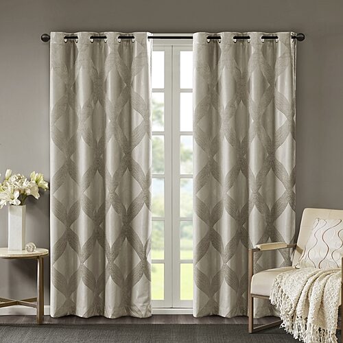 Click here for Madison Park Abel Jacquard Grommet Top 100 Blackou... prices