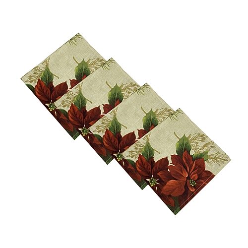 Click here for Threadmade Festive Poinsettia Holiday Cloth Napkin... prices