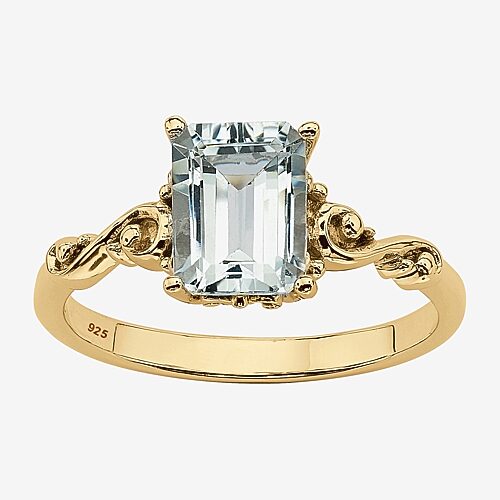 Click here for Womens Genuine Blue Aquamarine 18K Gold Over Silve... prices
