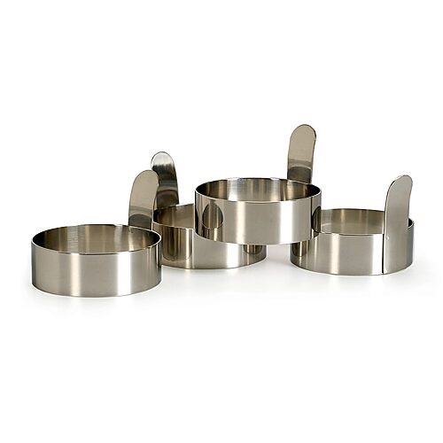 Rsvp International Endurance Stainless Steel 3x3x2 Egg Ring 4 Piece - Gray