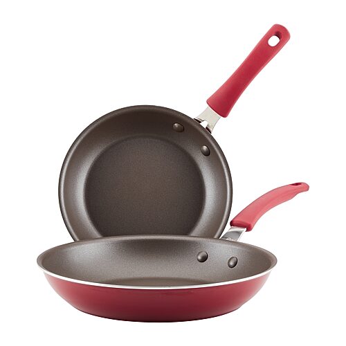 Rachael Ray Cook + Create Aluminum Nonstick Frying Pan Set  2 Piece - Red