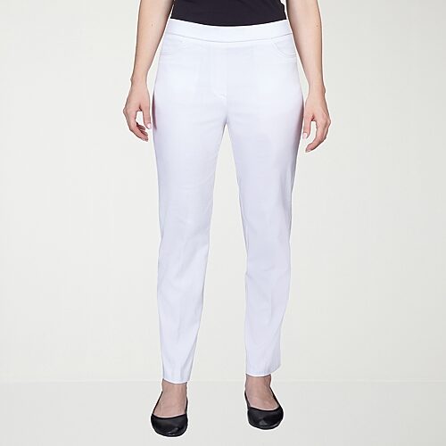Alfred Dunner Classics Womens Slim Pull-On Pant  8  White