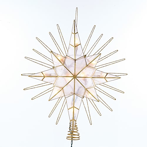 Click here for Kurt Adler 10-Light 14 Gold Glitter Capiz Bethlehe... prices