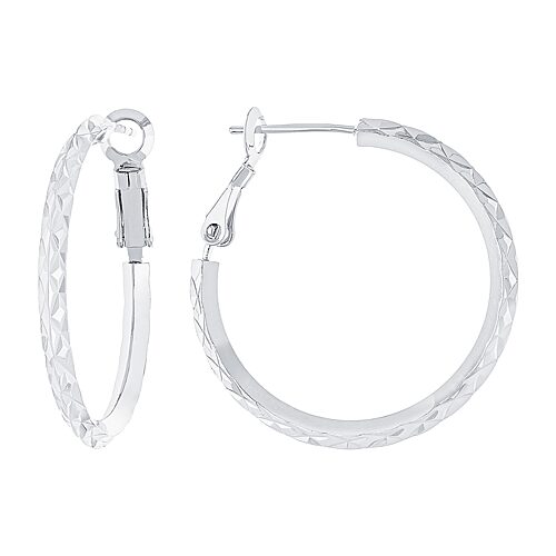 Click here for Athra Fine Silver Plated 30mm Diamond Cut Hoop Ear... prices