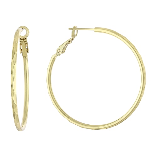 Click here for Silver Reflections 24K Gold Over Brass Hoop Earrin... prices