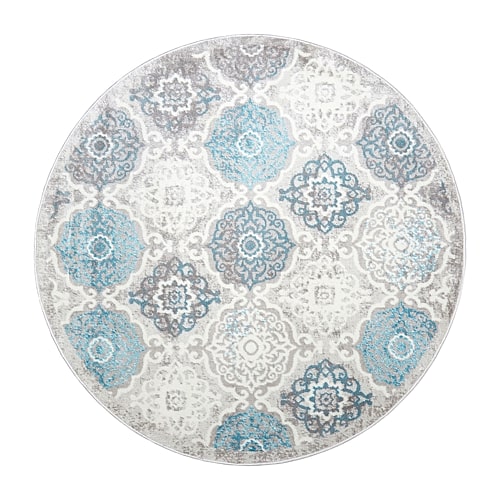 Home Dynamix Boho Andorra Ikat Loomed Indoor Round Area Rug  One Size  Gray