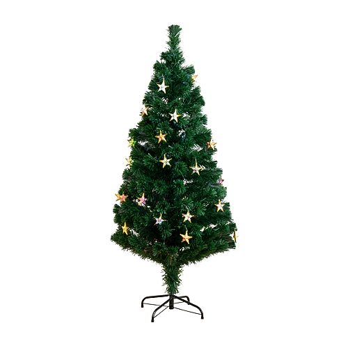 Nearly Natural Fiber Optic Faux 5 Foot Pre-Lit Pine Christmas Tree  One Size  Green
