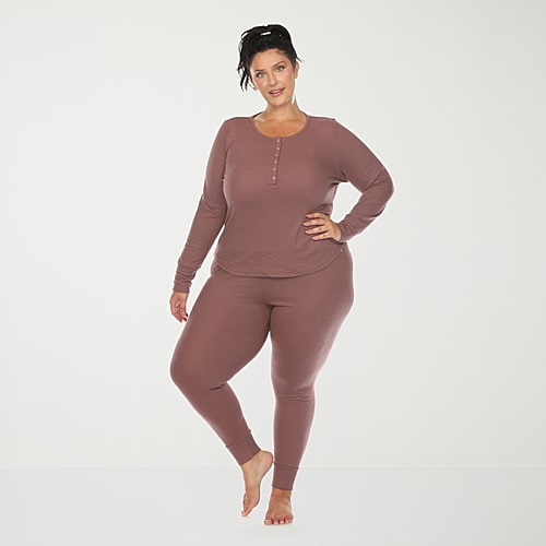 Click here for White Mark Plus Size Waffle Pajama Set - Purple prices