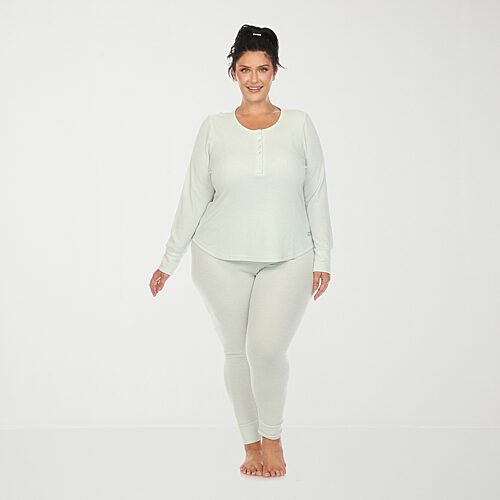 Click here for White Mark Plus Size Waffle Pajama Set - Green prices