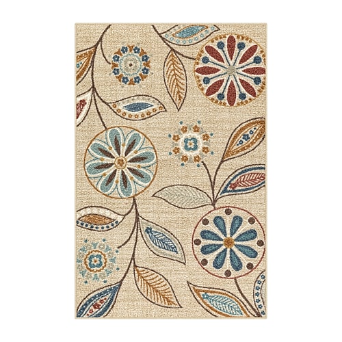Maples Modern Floral Collection Washable Skid Resistant Indoor Rectangular Accent Rug  One Size  Beige