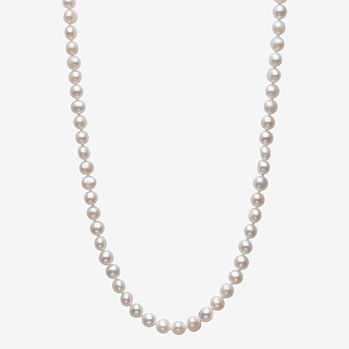 Click here for Womens White Sterling Silver 18 Inch Strand Neckla... prices