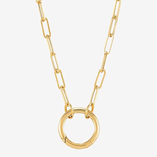 Click here for Womens 14K Gold Circle Paperclip 18 Inch Pendant N... prices