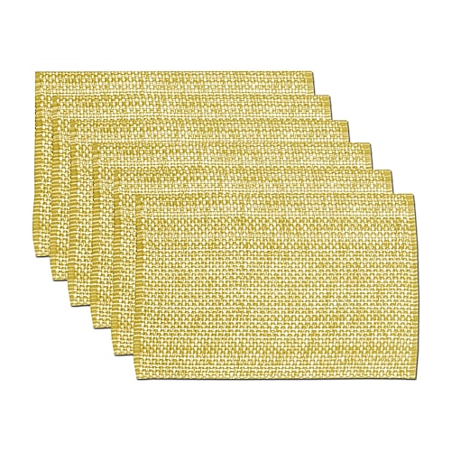 Sweet Home Collection Two Tone 100 Cotton Woven 6-pc. Placemat  One Size  Yellow
