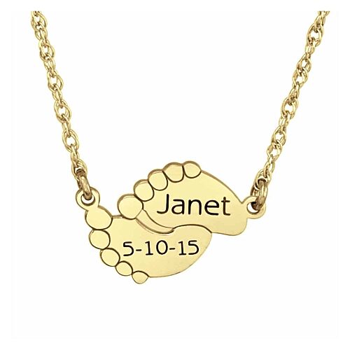 Click here for Personalized Name & Date Baby Feet Pendant Necklac... prices