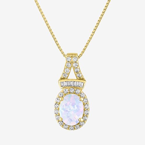 Click here for Womens Lab Created White Opal 14K Gold Over Silver... prices