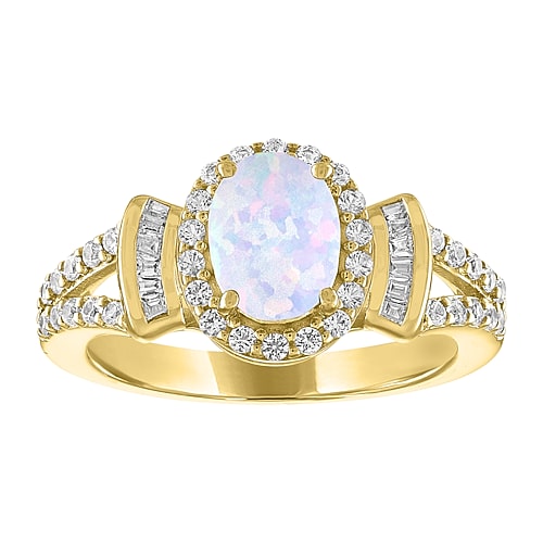 Click here for Womens Lab Created White Opal 14K Gold Over Silver... prices