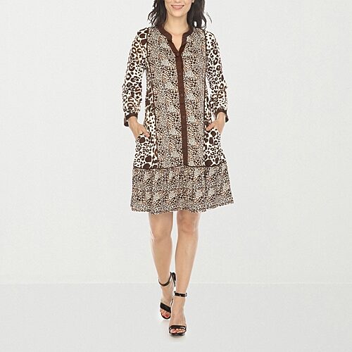 Click here for White Mark Womens V Neck 3/4 Sleeve Animal Shift D... prices