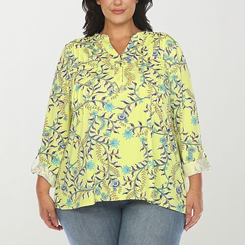 Click here for White Mark Plus Size Paisley Button Front Tunic To... prices