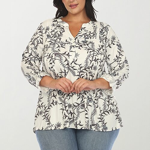Click here for White Mark Plus Size Paisley Button Front Tunic To... prices