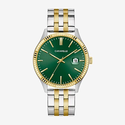 Click here for Caravelle Mens Two-Tone Stainless Steel Bracelet W... prices