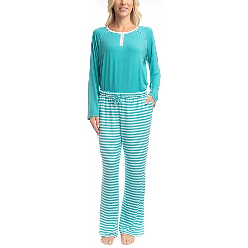 Click here for Goodnight Kiss Cherry Merry Henley Pj Set - Teal/s... prices