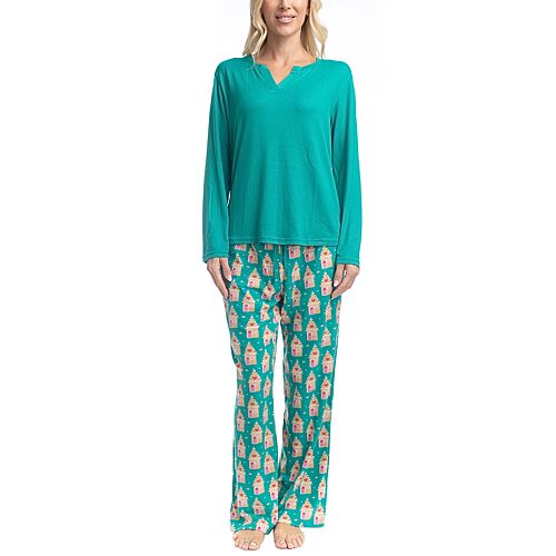 Click here for Goodnight Kiss Holiday Pop Up Pj Set - Aqua/trees prices