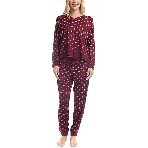 Click here for Ocean Pacific Sandy Sundown L/S Pj Set - Plum Hibi... prices