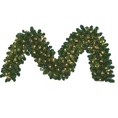 Click here for Kurt Adler 9x18 Pre-Lit Vanderbilt Garland  One Si... prices